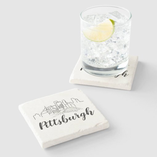 Pittsburgh Skyline Illustration Art Stone Coaster | Zazzle