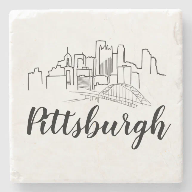 Pittsburgh Skyline Illustration Art Stone Coaster | Zazzle