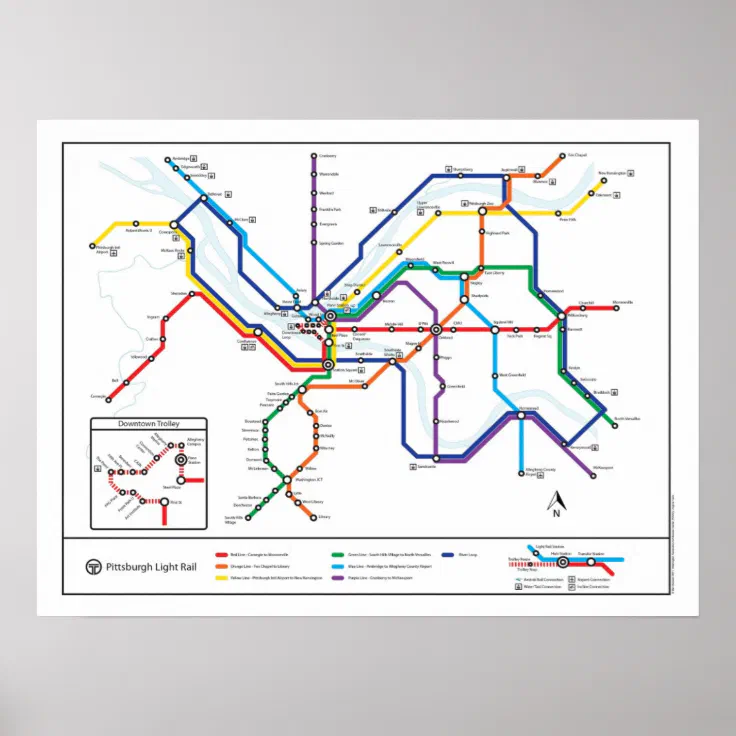 Pittsburgh Transit Map Poster | Zazzle