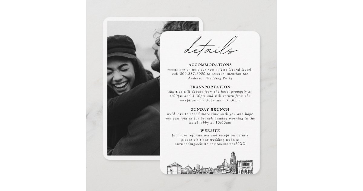 Pittsburgh Wedding Small Vertical Details Enclosure Card | Zazzle