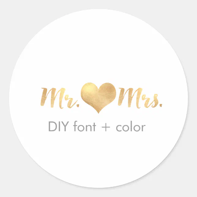 PixDezine heart/mr&mrs/DIY background color Classic Round Sticker | Zazzle