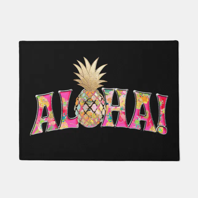 PixDezines Aloha Pineapple/DIY background add txt Doormat | Zazzle