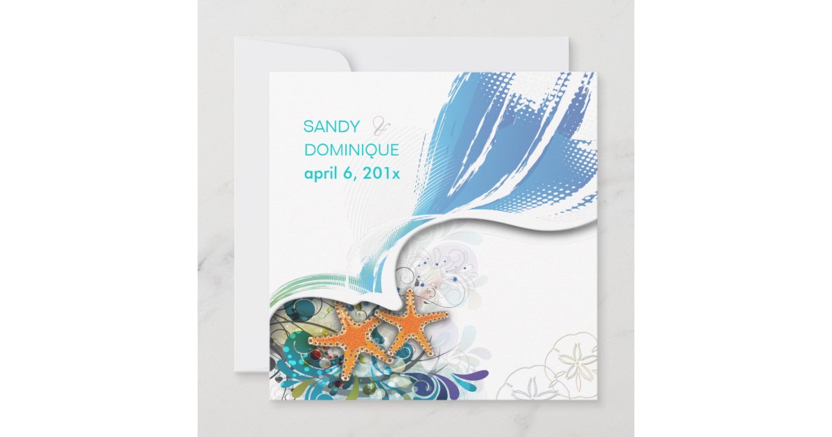PixDezines beach wedding/diy background color Invitation | Zazzle