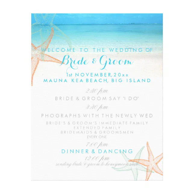 PixDezines beach wedding program Canvas Print | Zazzle