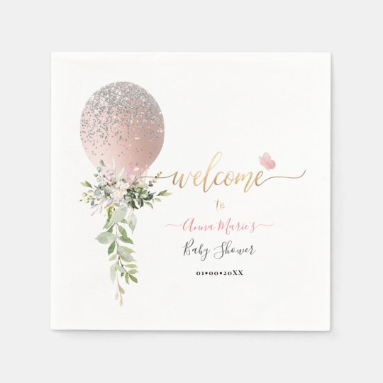 PixDezines Blush Glitter Balloon Any Event Welcome Napkins | Zazzle.com