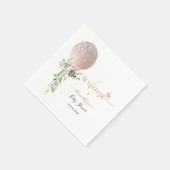 PixDezines Blush Glitter Balloon Any Event Welcome Napkins | Zazzle