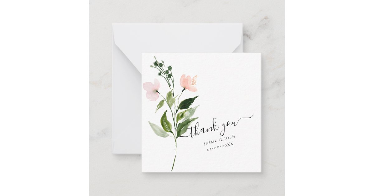 PixDezines Blush Pink Watercolor Flowers Note Card | Zazzle