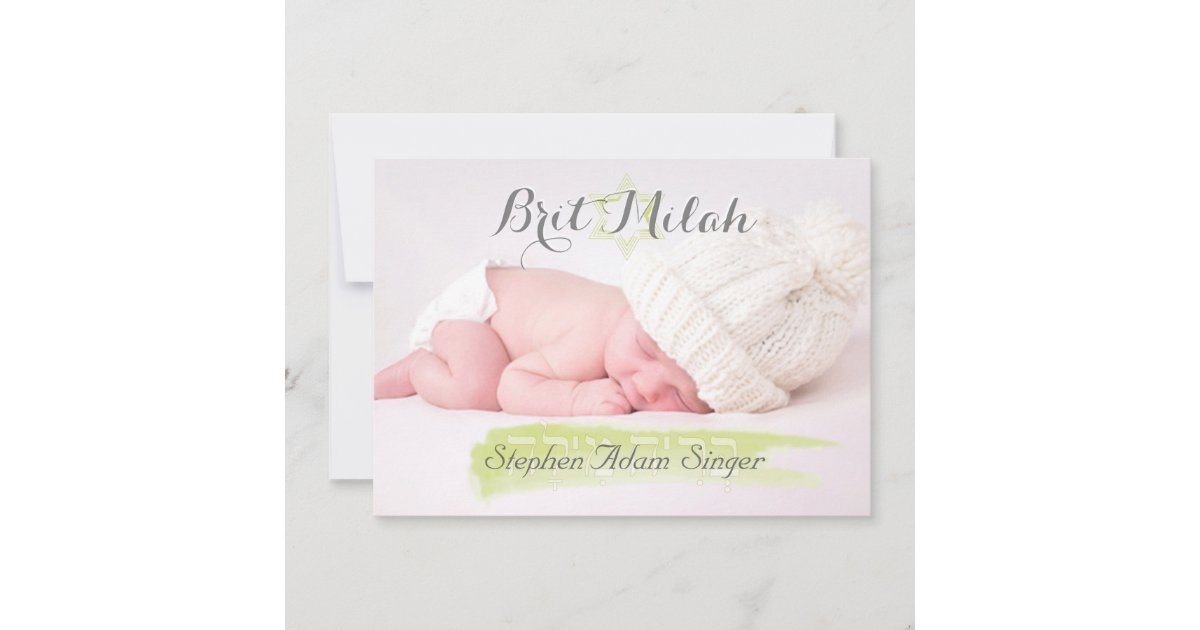 PixDezines brit milah/photo frame+stars/diy color Invitation | Zazzle