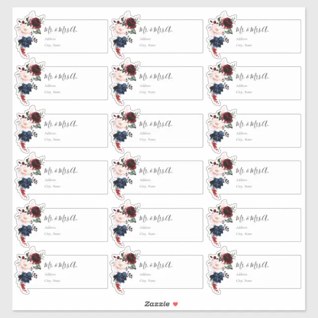 PixDezines Burgundy Roses Individual Guest Label | Zazzle