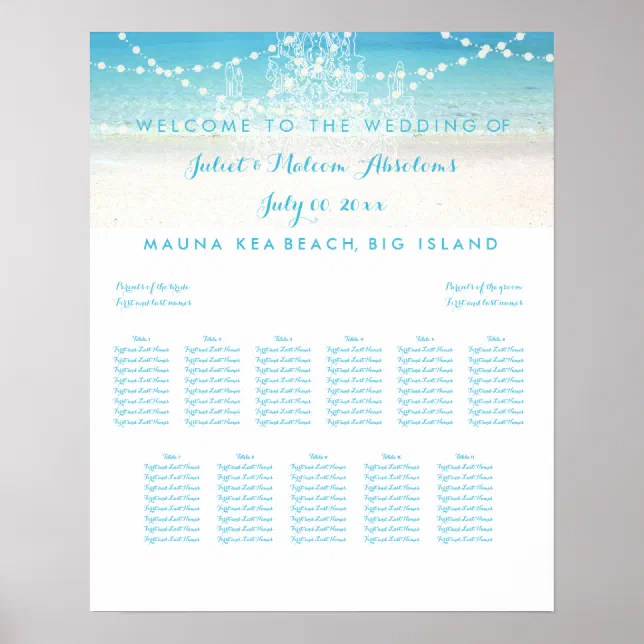 PixDezines Chandelier/Beach/Seating Chart | Zazzle