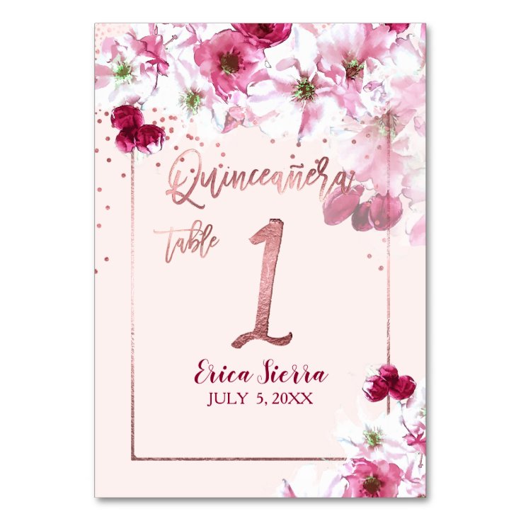 PixDezines Cherry Blossoms, Quinceanera Table Number | Zazzle