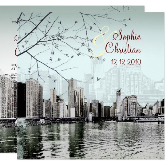 PixDezines Chicago Lakeshore Skyline/invitations Invitation | Zazzle.com