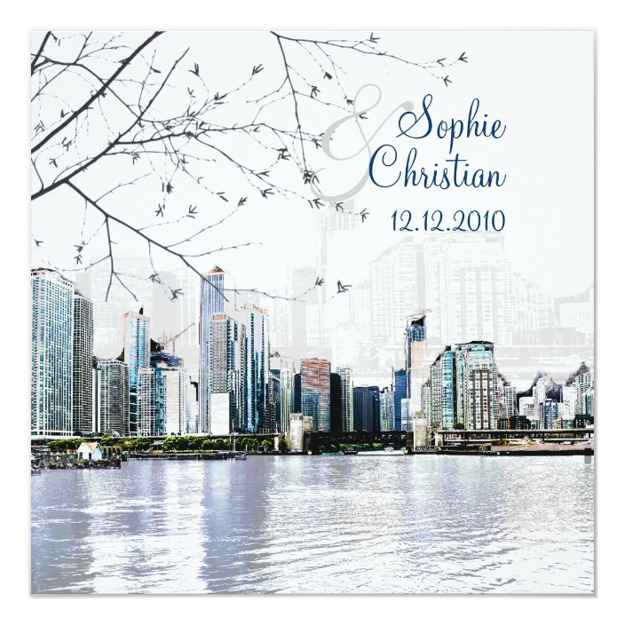 PixDezines Chicago Lakeshore Skyline/invitations Invitation | Zazzle.com
