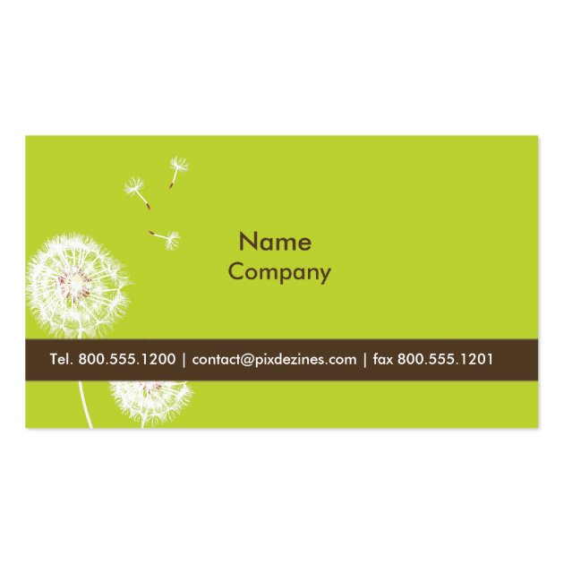 PixDezines Dandelions moss green dark chocolate Business Card Template