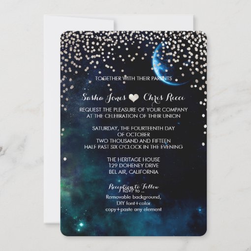 PixDezines Dark Sky/dazzled/faux silver/NASA Space Invitation | Zazzle