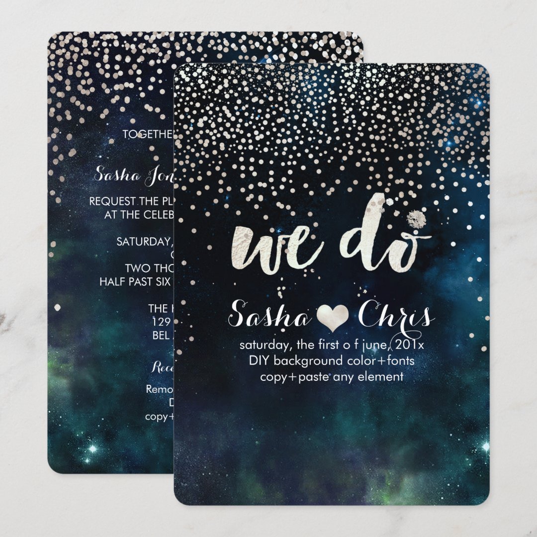 PixDezines Dark Sky/dazzled/faux silver/NASA Space Invitation | Zazzle