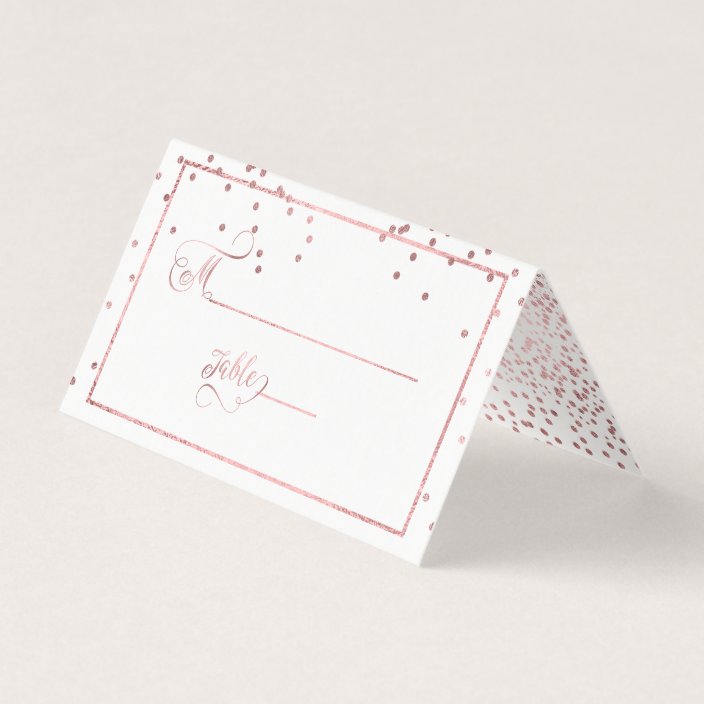 PixDezines Dazzled Faux Rose Gold Confetti Place Card | Zazzle.com