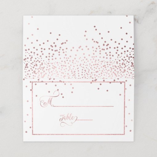 PixDezines Dazzled Faux Rose Gold Confetti Place Card | Zazzle
