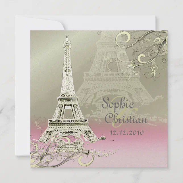 PixDezines EIFFEL TOWER INVITATIONS/DIY BACKGROUND Invitation | Zazzle
