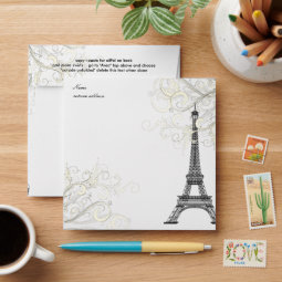 PixDezines Eiffel Vanilla Swirls/Black + Vanilla Envelope | Zazzle