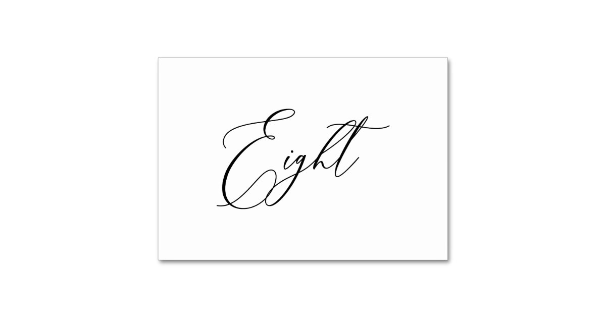 PixDezines Elegant Romantic Calligraphy Eight 8 Table Number | Zazzle