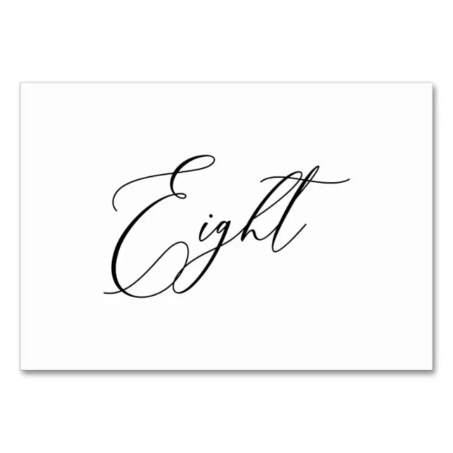 PixDezines Elegant Romantic Calligraphy Eight 8 Table Number | Zazzle