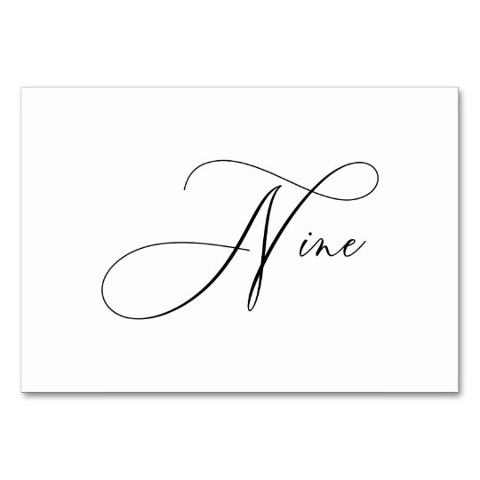 PixDezines Elegant Romantic Calligraphy Nine 9 Table Number | Zazzle.com