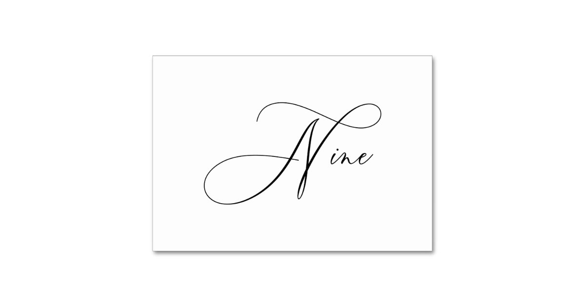 PixDezines Elegant Romantic Calligraphy Nine 9 Table Number | Zazzle