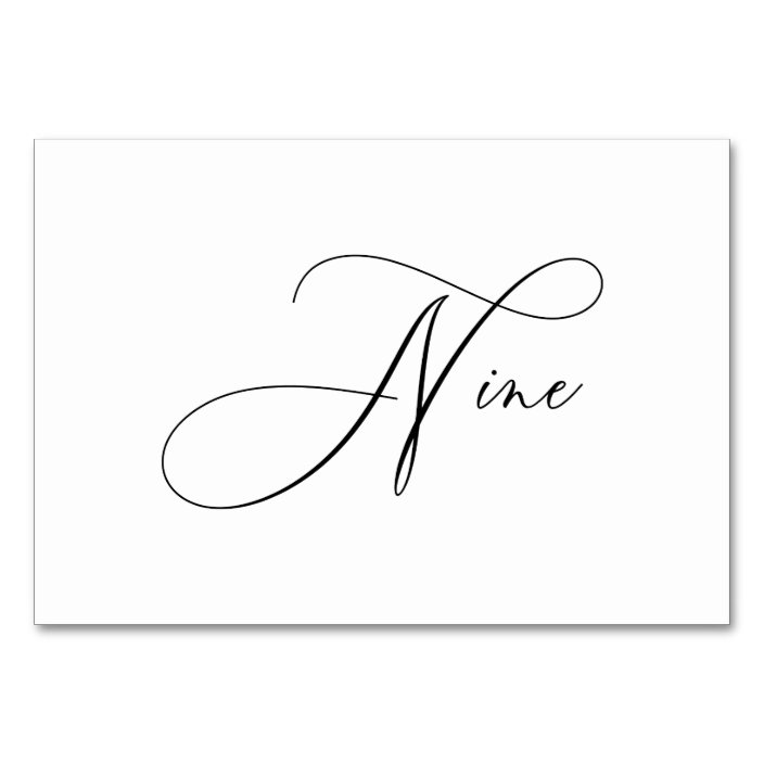 PixDezines Elegant Romantic Calligraphy Nine 9 Table Number | Zazzle.com