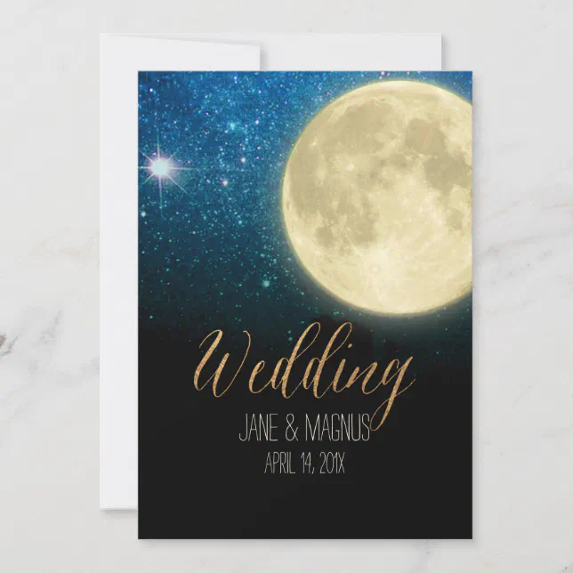 PixDezines Full Moon Midnight Sky/Collage NASA Invitation | Zazzle