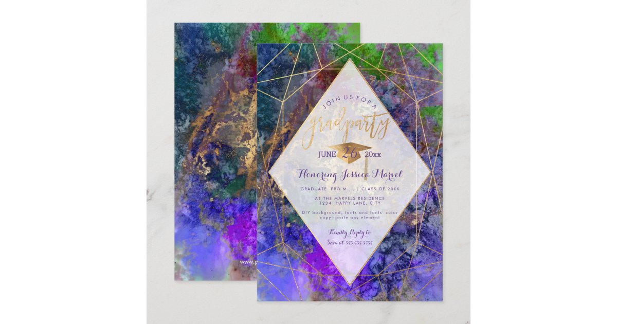 PixDezines Galaxy Abstract Graduation Party Invitation | Zazzle