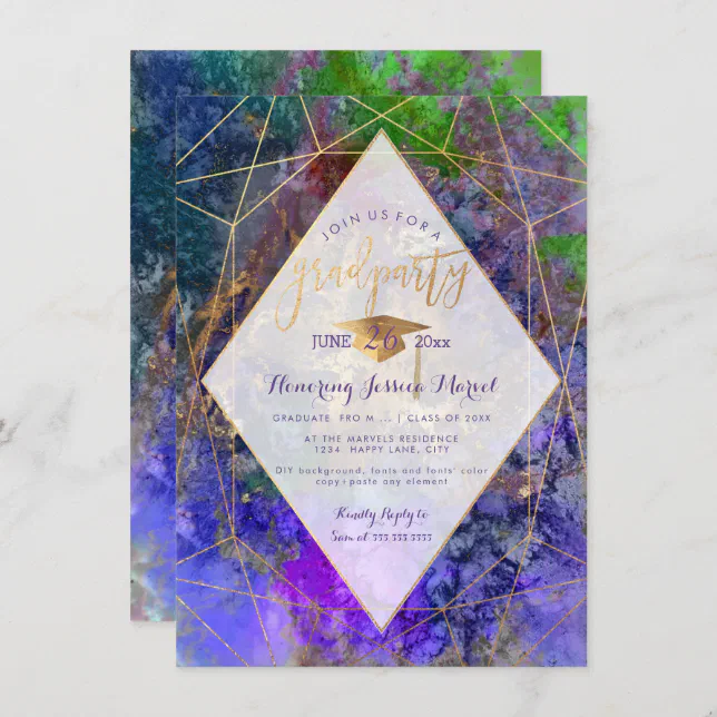 PixDezines Galaxy Abstract Graduation Party Invitation | Zazzle