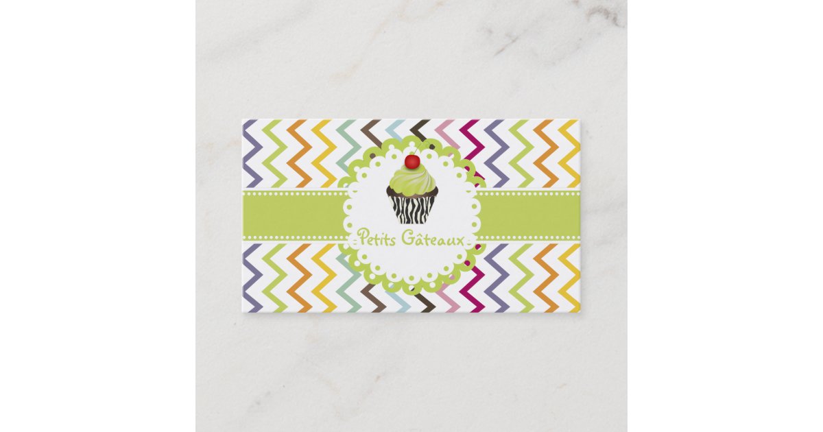 PixDezines keylime swirls cupcake+chevron Business Card | Zazzle