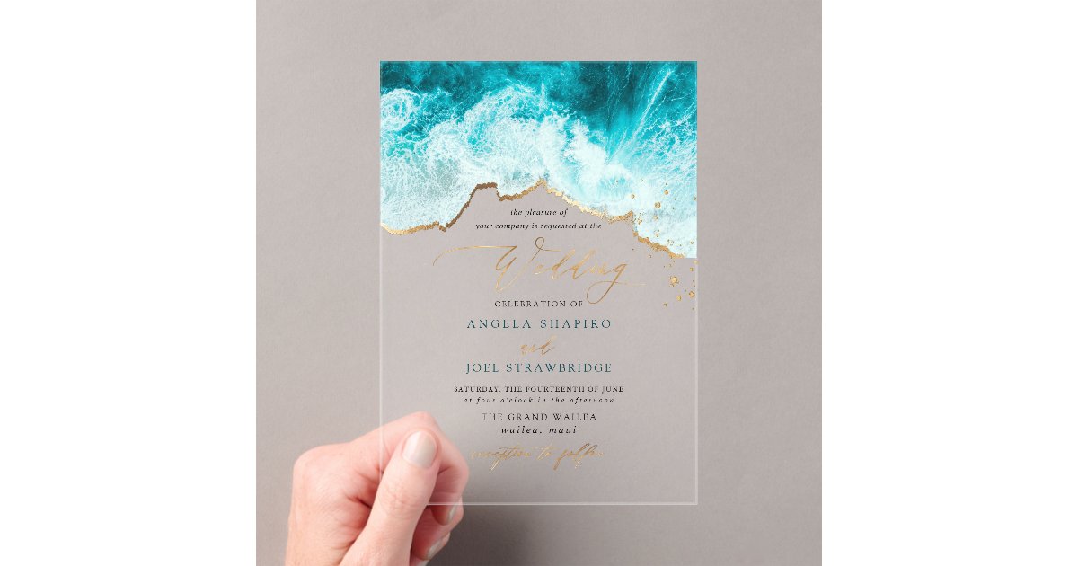 PixDezines Marine Waves Shoreline Beach Wedding Acrylic Invitations ...