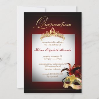 PixDezines Masquerade/DIY color/ruby red Invitation | Zazzle