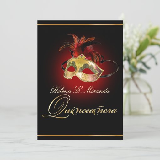 PixDezines Masquerade/DIY color/ruby red Invitation | Zazzle