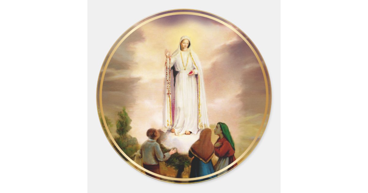 PixDezines Our Lady of Fatima Classic Round Sticker | Zazzle