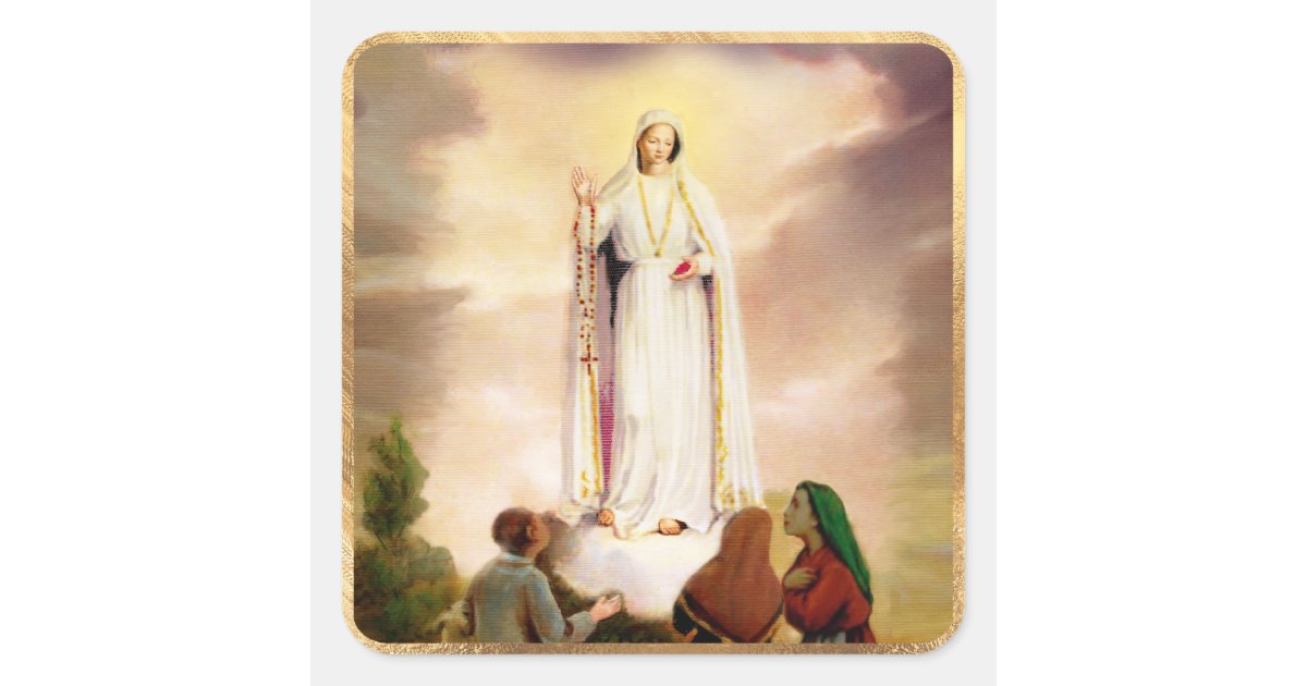 PixDezines Our Lady of Fatima Square Sticker | Zazzle