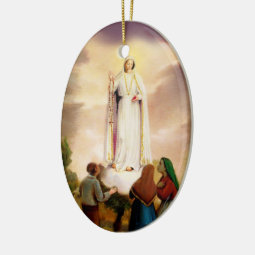 PixDezines Our Lady of Fatima, Text Customizable Ceramic Ornament | Zazzle