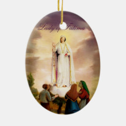 PixDezines Our Lady of Fatima, Text Customizable Ceramic Ornament | Zazzle