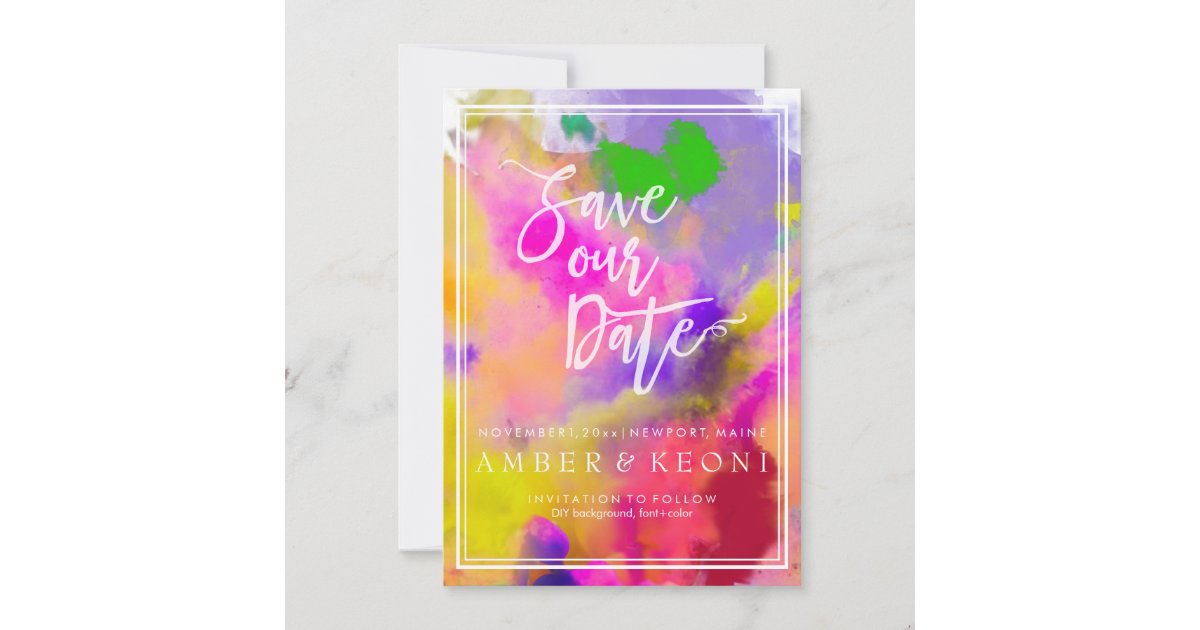 PixDezines Save Date/Color Run/Rainbow Save The Date | Zazzle