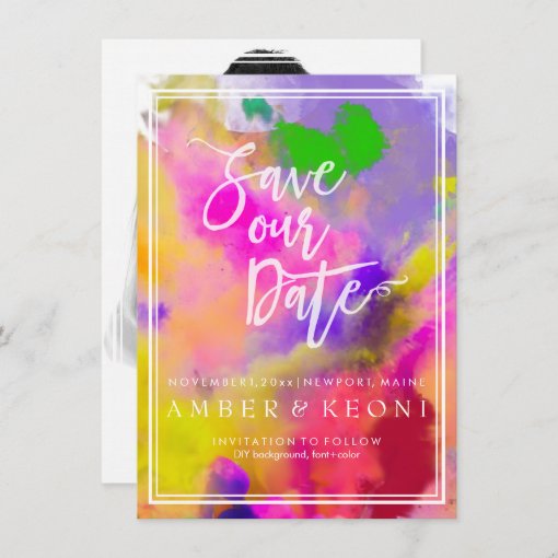 PixDezines Save Date/Color Run/Rainbow Save The Date | Zazzle
