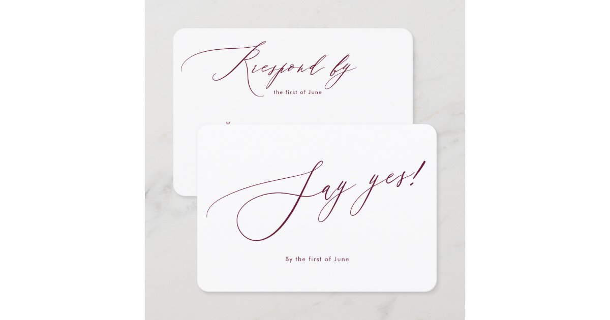PixDezines Say Yes minimalist Luxe Calligraphy RSVP Card | Zazzle