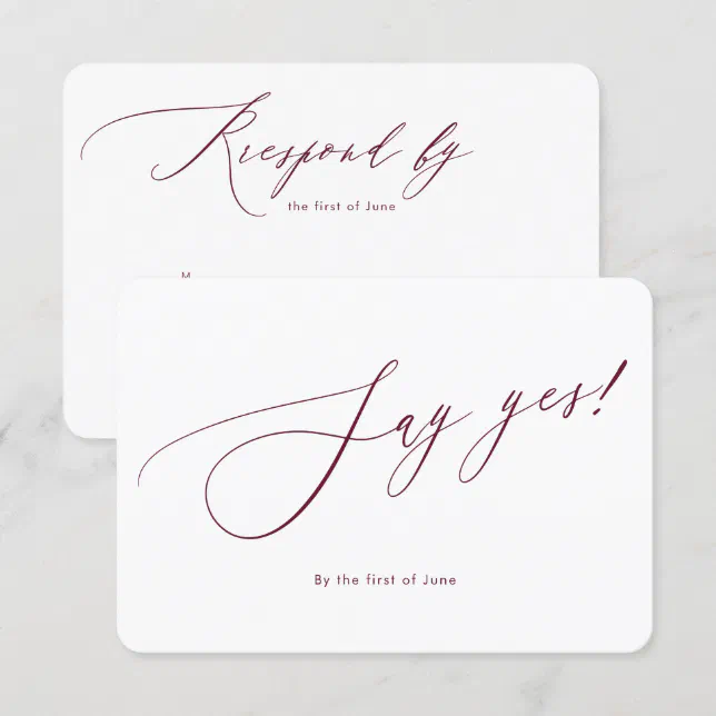 PixDezines Say Yes minimalist Luxe Calligraphy RSVP Card | Zazzle