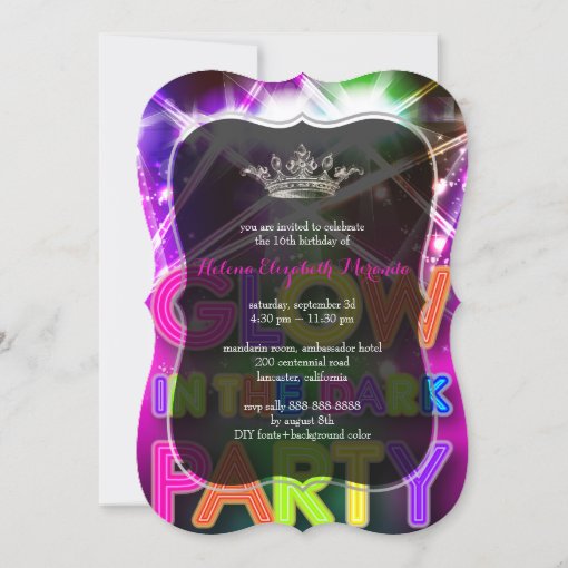PixDezines Sweet 16, Laser Lights/Glow Party Invitation | Zazzle