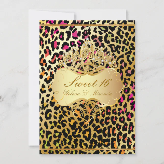 PixDezines Sweet 16/ princess/leopard Invitation | Zazzle