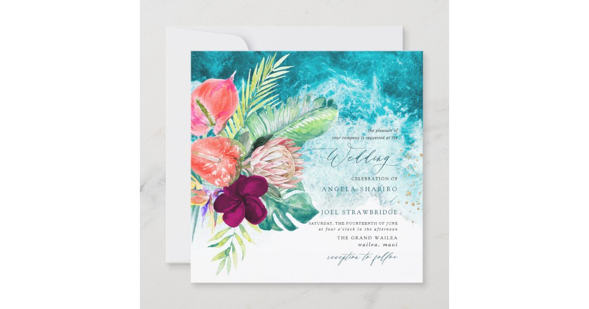 PixDezines Tropical Paradise Beach Wedding Invitat Invitation | Zazzle