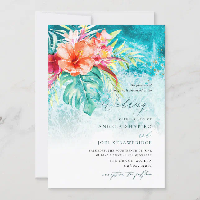 PixDezines Tropical Paradise Beach Wedding Invitation | Zazzle