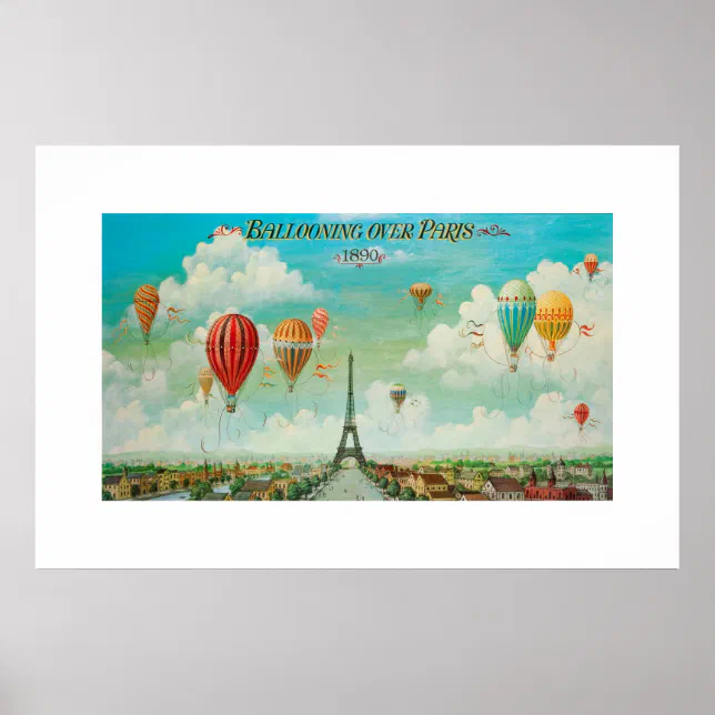 PixDezines vintage ballooning over paris Poster | Zazzle