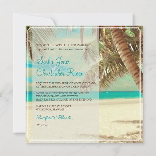 PixDezines vintage beach, tropical paradise Invitation | Zazzle